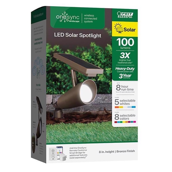 Feit Electric Feit OneSync Bronze Solar Powered/Remote LED Spotlight 1 pk SPOTSYNCSOLBZRP | Zoro